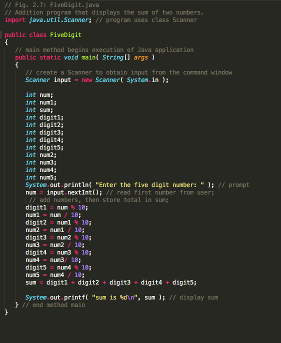 Solved Fig 2 7 Fivedigit Java Addition Program That