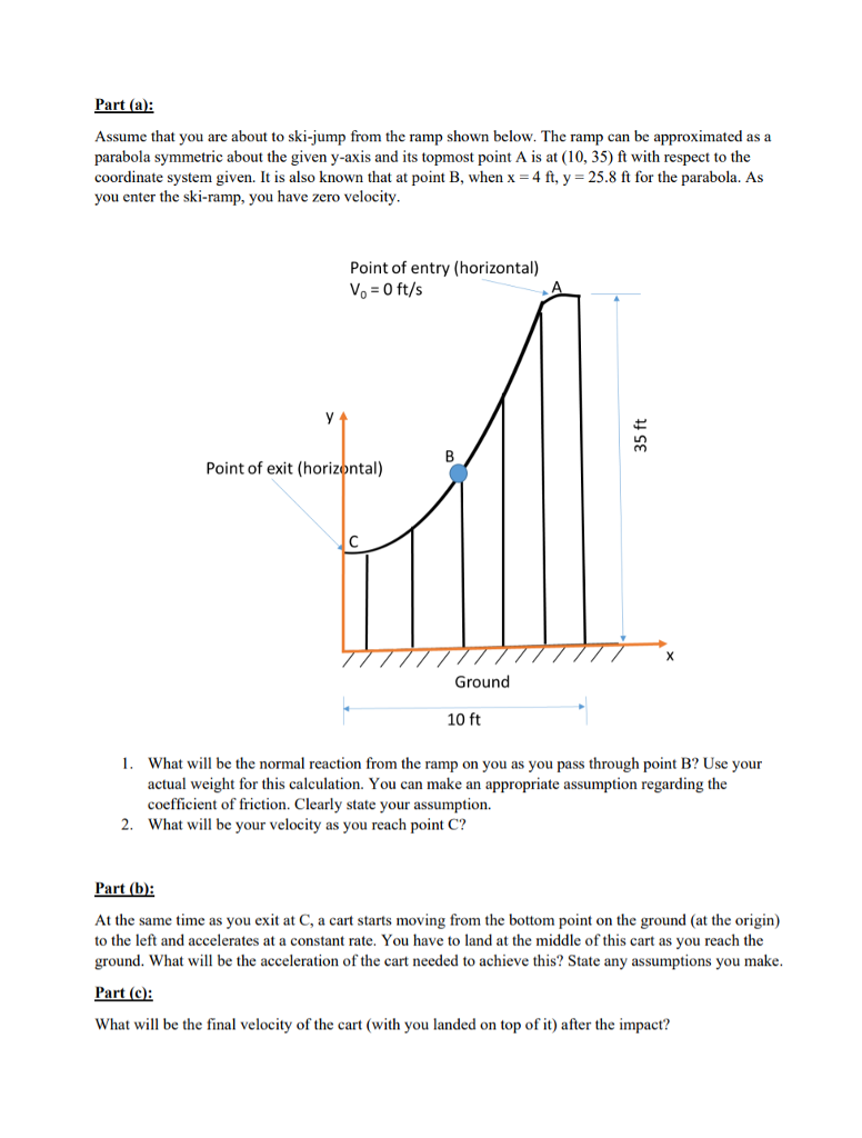 Part (a: from the ramp shown below. The ramp can be | Chegg.com