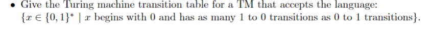 Solved . Give the Turing machine transition table for a TM | Chegg.com