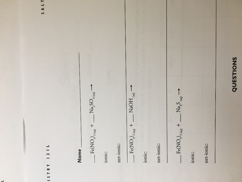 Solved Equation Write Up Write Molecular Ionic And Net 8624