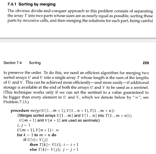 Solved Problem 7.13. The use of sentinels in algorithm merge | Chegg.com