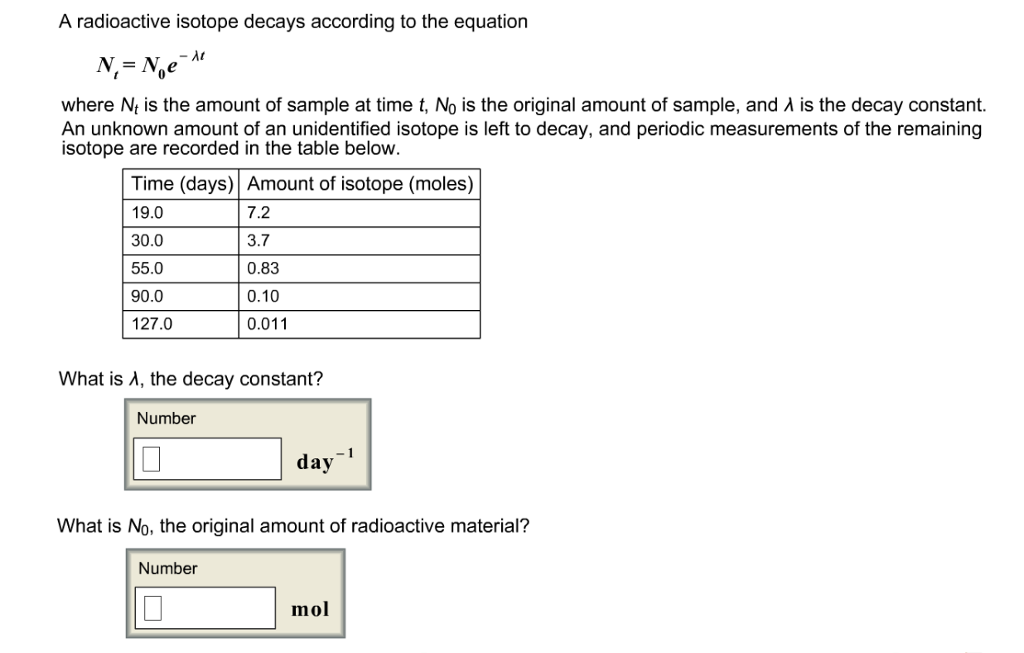 Solved A radioactive isotope decays according to the | Chegg.com