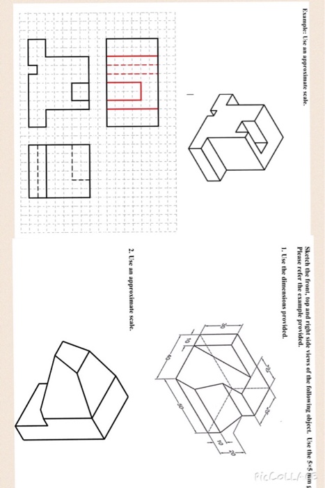 Solved Example: Use an approximate scale. Sketch the front, | Chegg.com