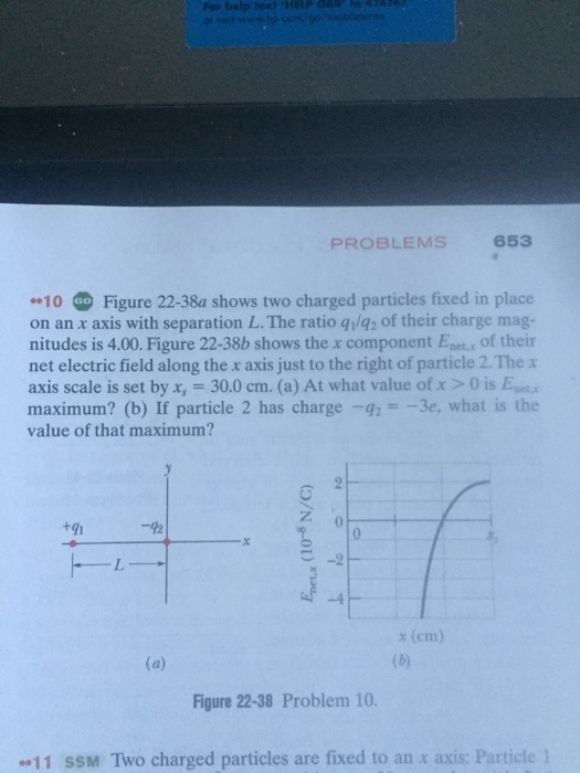 Solved Shows two charged particles fixed in place on an x | Chegg.com