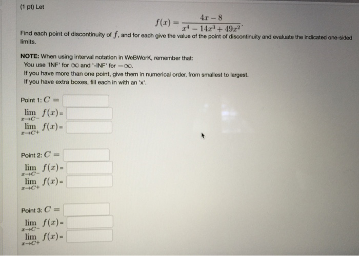 Solved Find each point of discontinuity of f. and for each | Chegg.com