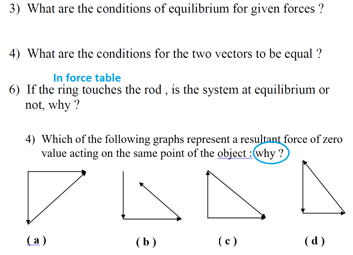 Solved What are the conditions of equilibrium for given | Chegg.com