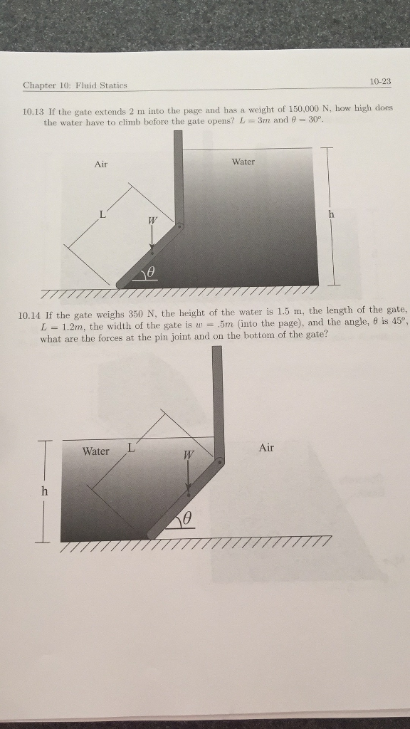 Solved 10-23 Chapter 10: Fluid Statics 10.13 If the gate | Chegg.com