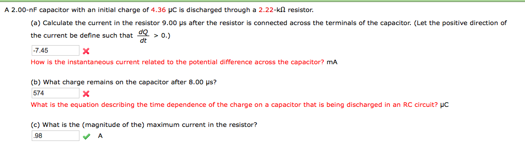Solved A 2.00-nF capacitor with an initial charge of 4.36 mu | Chegg.com