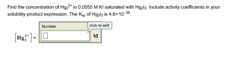 Solved Find the concentration of Hg2^2+ in 0.0050 M Kl | Chegg.com