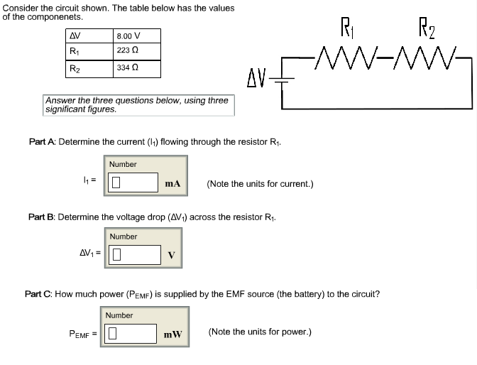 Solved Consider the circuit shown. The table below has the | Chegg.com