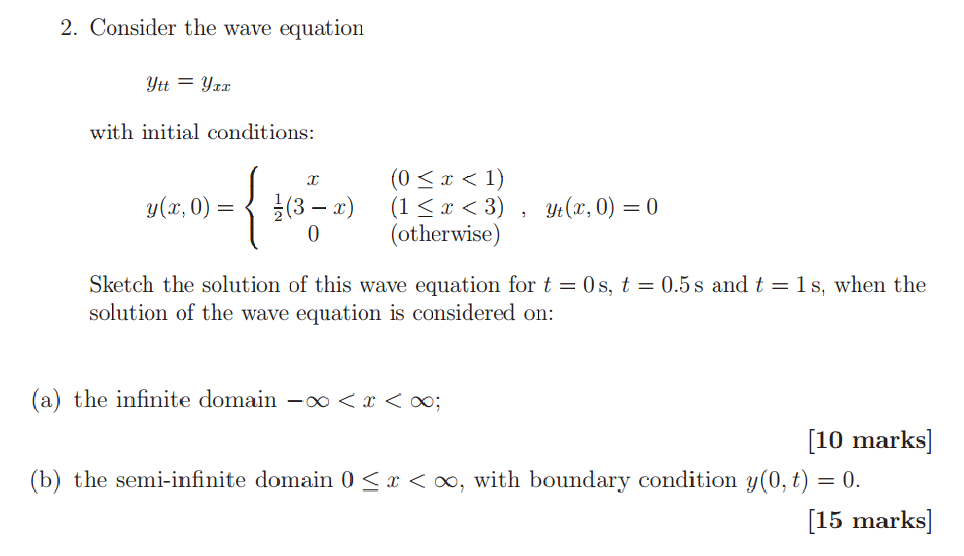 Solved Consider the wave equation y_tt = y_xx with initial | Chegg.com