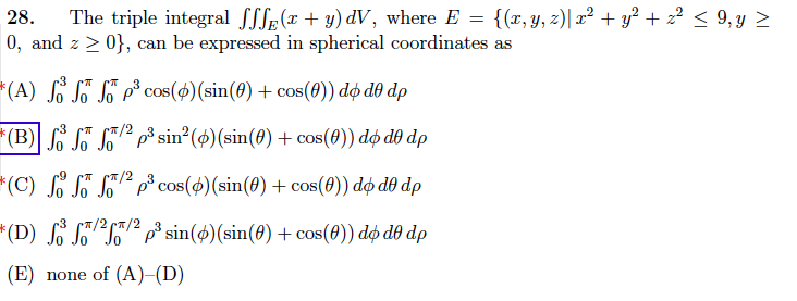 Solved The triple integral tripleintegral _E (x + y) dV, | Chegg.com