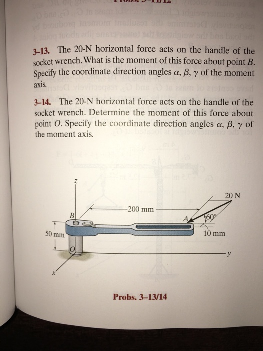Solved The 20-N horizontal force acts on the handle of the | Chegg.com