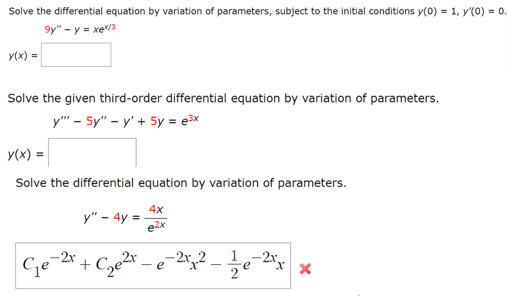 Solved Solve the differential equation by variation of | Chegg.com