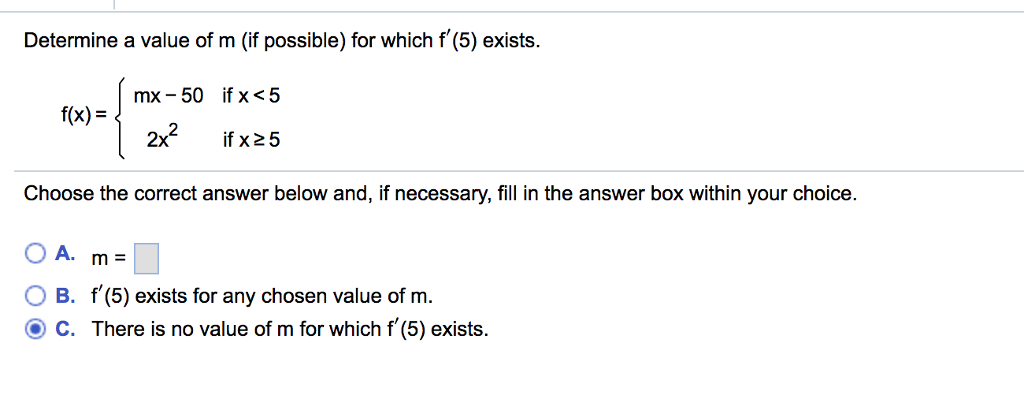 Solved Determine a value of m (if possible) for which f (5) | Chegg.com