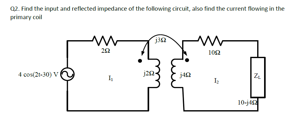 Solved Find the input and reflected impedance of the | Chegg.com