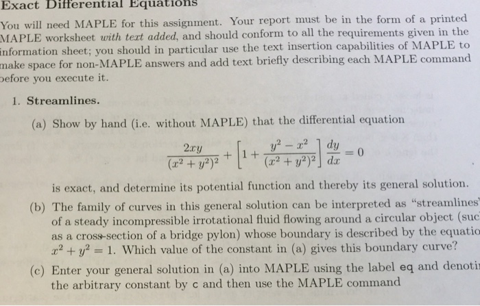 Solved Differential Equations information sheet; you should | Chegg.com