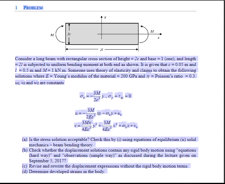 Consider a long beam with rectangular cross section | Chegg.com