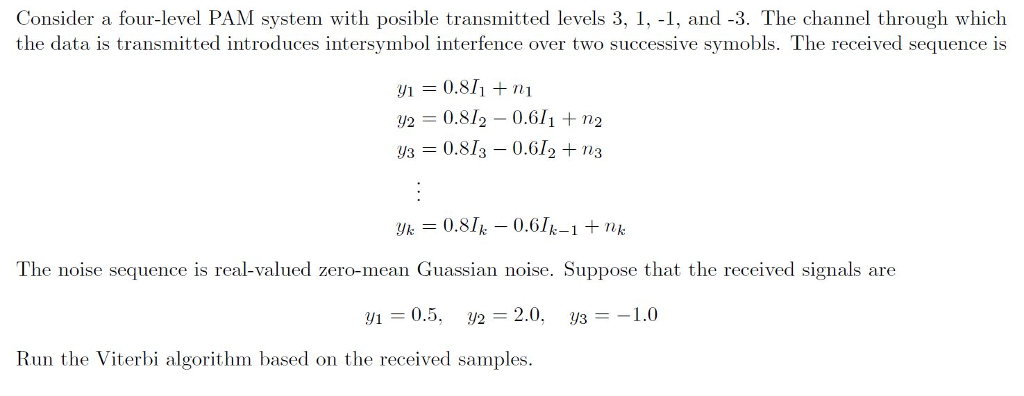 Consider a four-level PAM system with posible | Chegg.com