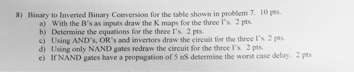 Solved 8) Binary to Inverted Binary Conversion for the table | Chegg.com