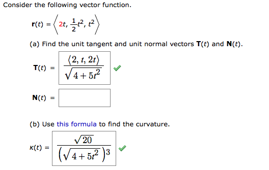 Solved Consider The Following Vector Function R T 2t