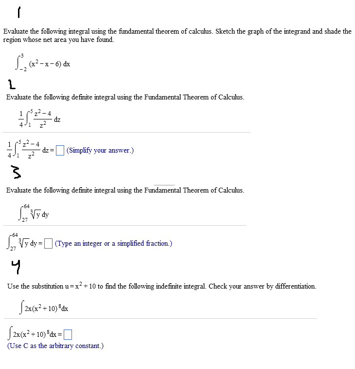 Solved Evaluate the following integral using the fundamental | Chegg.com
