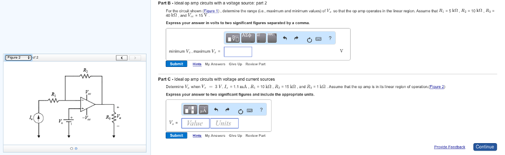 Solved Part B - Ideal op amp circuits with a voltage source: | Chegg.com