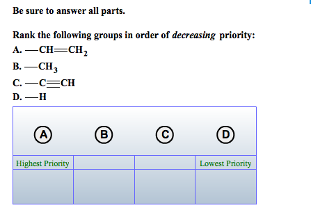 Solved Be sure to answer all parts. Rank the following | Chegg.com
