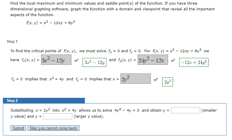Solved Find The Local Maximum And Minimum Values And Saddle 9274