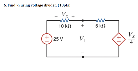 Solved Find V1 using voltage divider. | Chegg.com