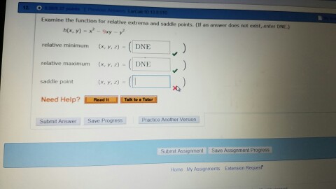 Solved Examine the function for relative extreme and saddle | Chegg.com