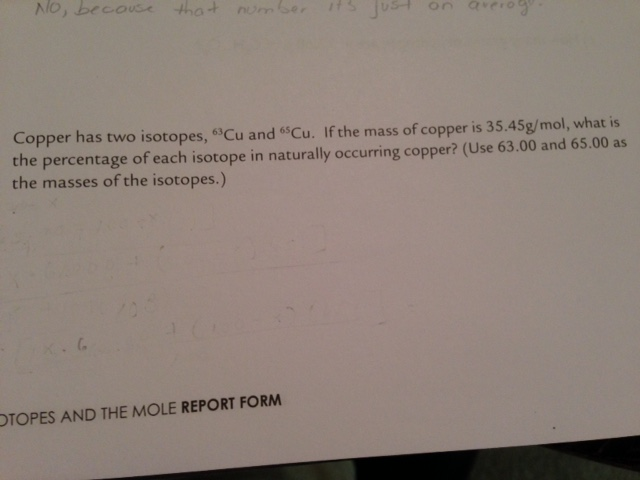 Solved Copper has two isotopes, ^63 Cu and^65 Cu. If the | Chegg.com