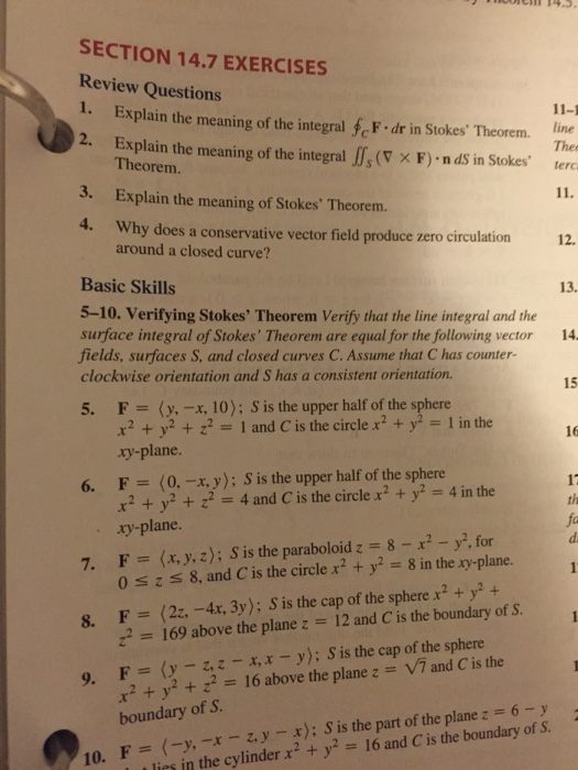 Solved Explain the meaning of the integral F . dr in Stokes | Chegg.com