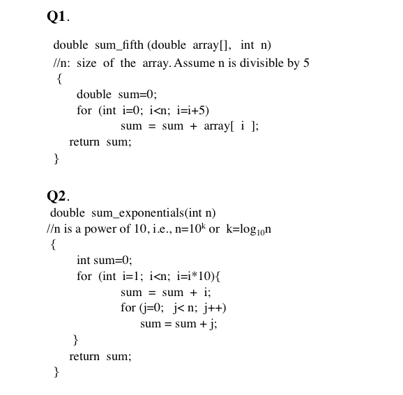 Solved Q1 Double Sumfifth Double Array Int N N