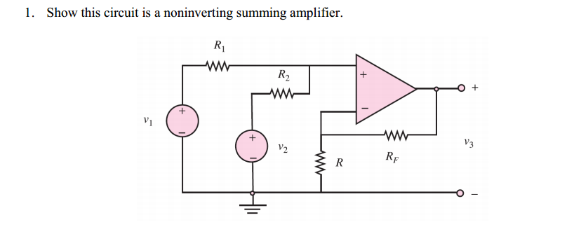 Solved Show this circuit is a noninverting summing | Chegg.com