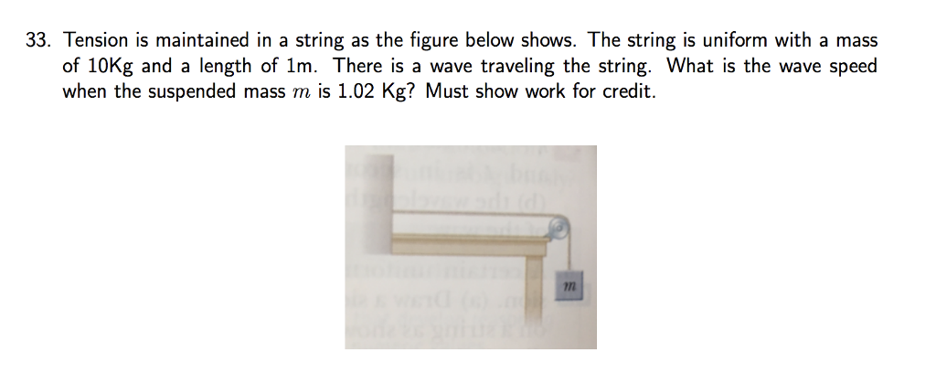 Solved 33. Tension is maintained in a string as the figure | Chegg.com