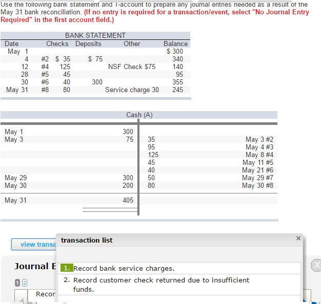 Solved Use the following bank statement and I-account to | Chegg.com