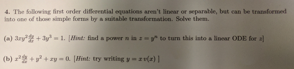 Solved The following first order differential equations | Chegg.com
