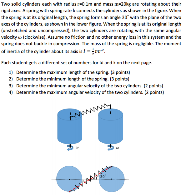 Two solid cylinders each with radius r = 0.1m and | Chegg.com