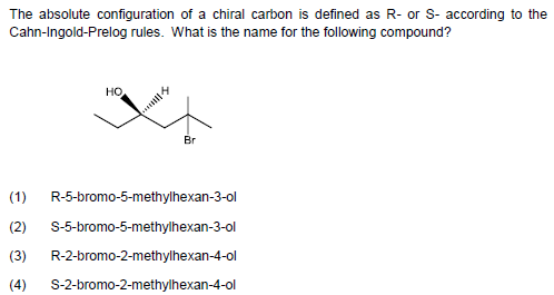 Solved The absolute configuration of a chiral carbon is | Chegg.com