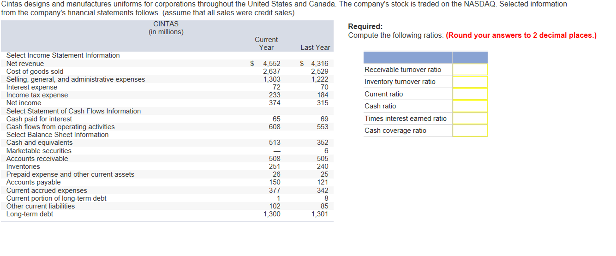 Solved Cintas designs and manufactures uniforms for | Chegg.com