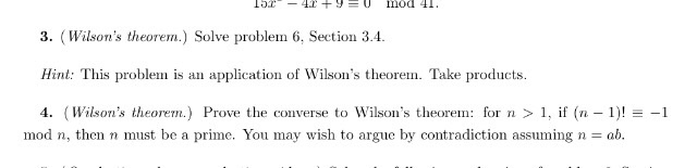 Solved This problem is an application of Wilson's theorem. | Chegg.com