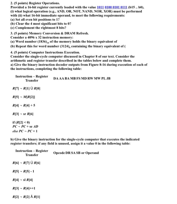 Solved Register Operations. Provided a 16-bit register | Chegg.com