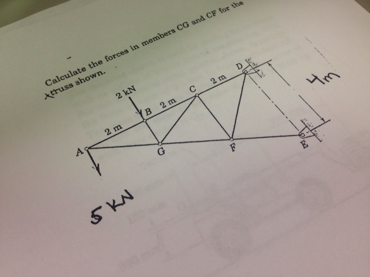 Solved Calculate the forces in members CG and CF for the | Chegg.com