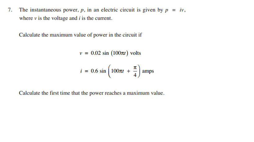 Solved The instantaneous power, P, in an electric circuit is | Chegg.com