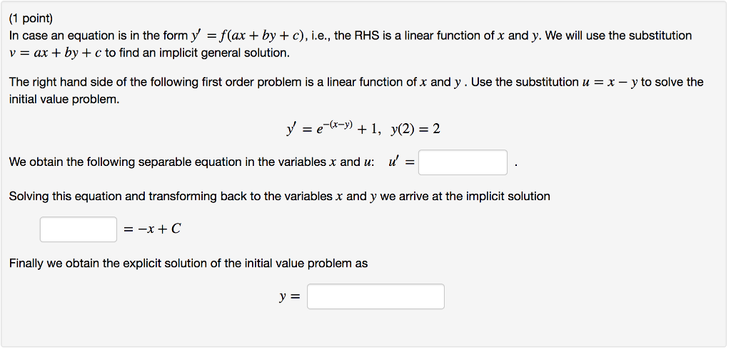 Solved (1 point) In case an equation is in the form y f(ax | Chegg.com