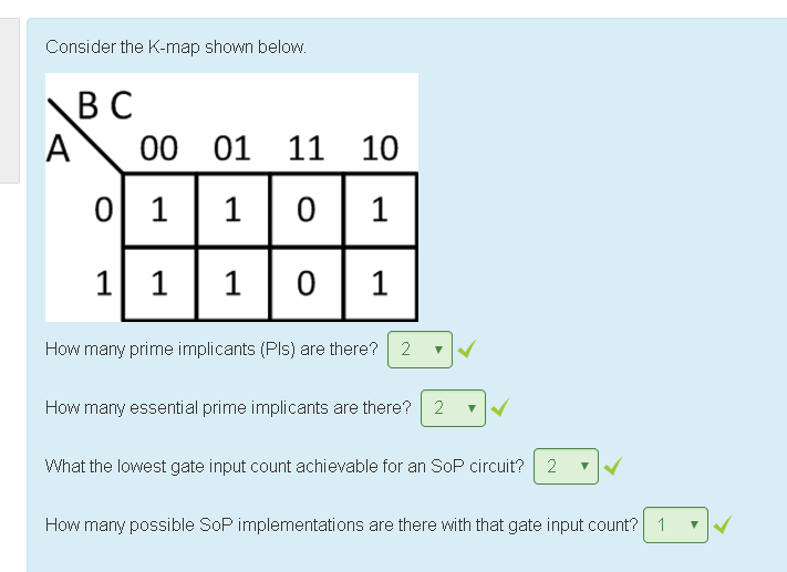 Solved Consider the K-map shown below B C A00 01 11 10 0 1 1 | Chegg.com