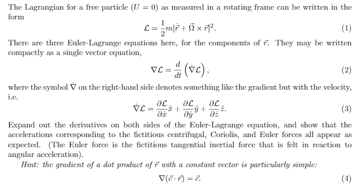 The Lagrangian for a free particle (U = 0) as | Chegg.com
