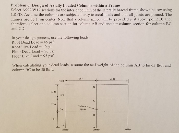 Problem 6: Design of Axially Loaded Columns within a | Chegg.com