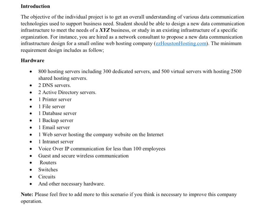 Introduction The objective of the individual project | Chegg.com